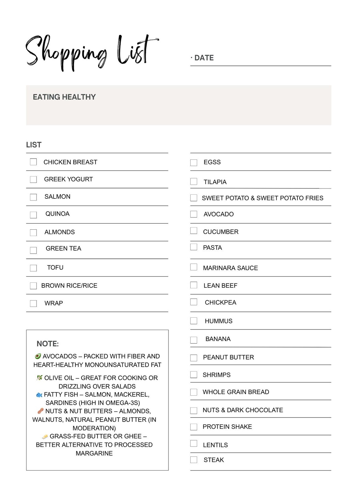 7 Days Intermittent Fasting, Shopping List - Etsy