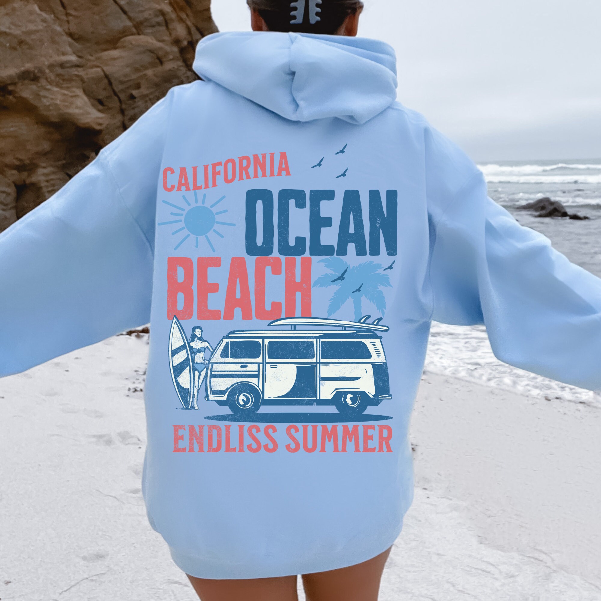 Ocean Beach Hoodie Ocean Beach Oversized Sweatshirt Oversized Hoodie ...