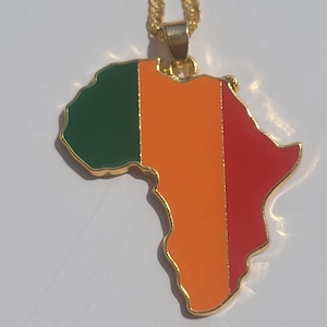 Africa Flag Necklace - 18K Gold Plated Africa Map With Countries Flag ...