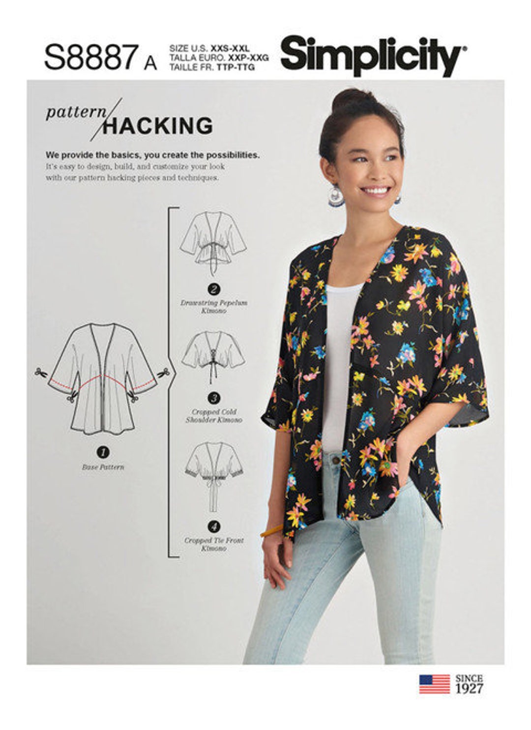 Simplicity Sewing Pattern Misses' Design Hacking Kimono S8887 Size XXS ...