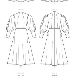 V9327 Sewing Pattern EASY Partially Lined 3 Dresses Cup Sizes A,B,C,D ...
