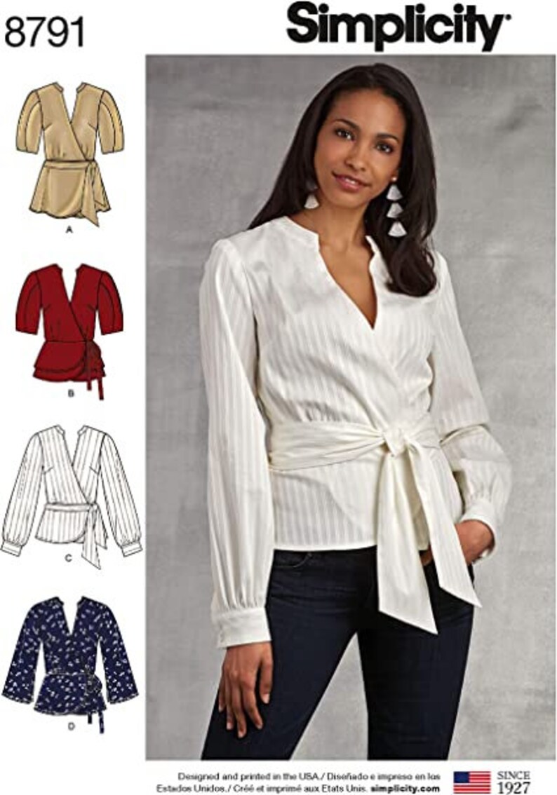 Simplicity Ush5pattern Misses' Wrap Tops Paper White - Etsy