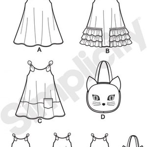Simplicity 8102 Girl's Cat Tote Bag and Sundress Sewing Pattern, Sizes ...