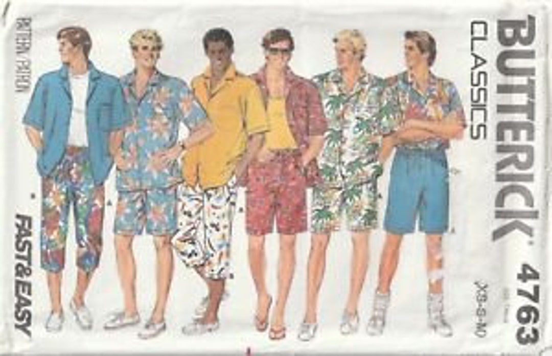 Butterick 4763 Pattern MEN'S SHIRT & SHORTS in 2 Lengths Size Xs-s-m - Etsy