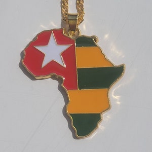 Africa Flag Necklace - 18K Gold Plated Africa Map With Countries Flag ...