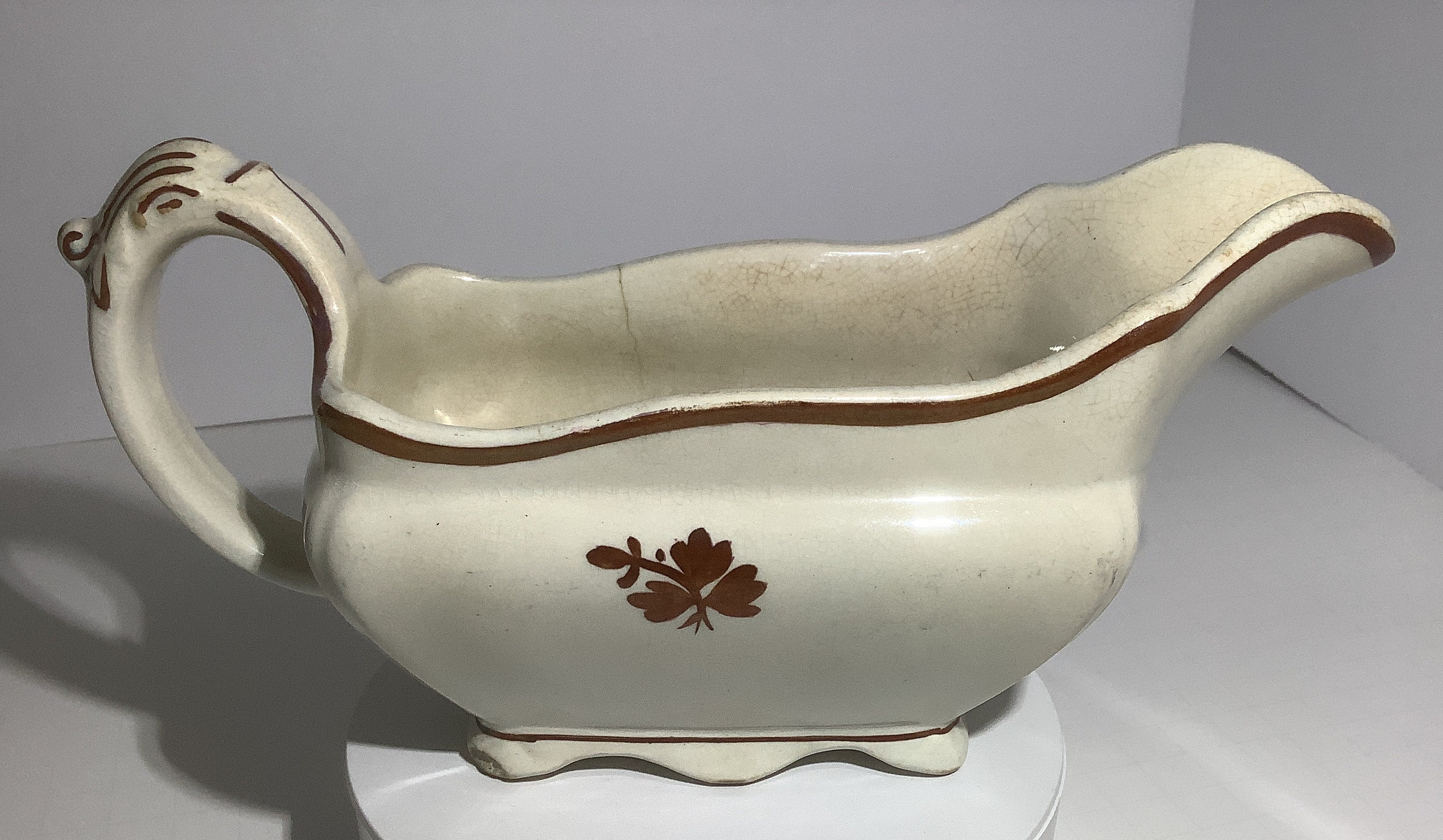 Antique, Rare 1800s Gravy Boat by T. Furnival & Sons Tea Leaf/copper ...