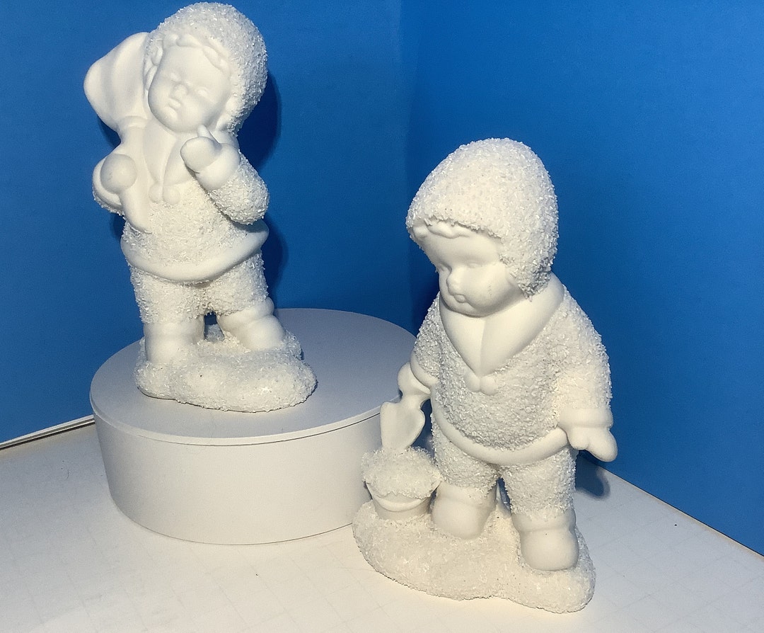 Snow Figurines Set of 2 Sweet Children in Snowsuits, 5”tall X 3” All ...