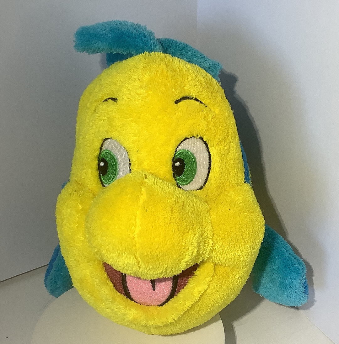 Disney's Little Mermaids Stuffed Flounder! Happy, Plush Yellow & Blue ...