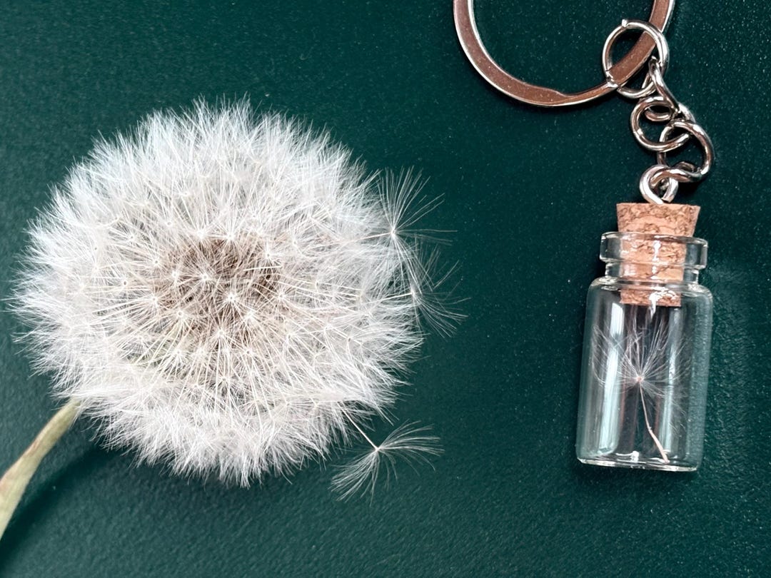 Mini Glass Bottle Keychain: Dried Flowers, Silver Heart, Angel Wing - Etsy