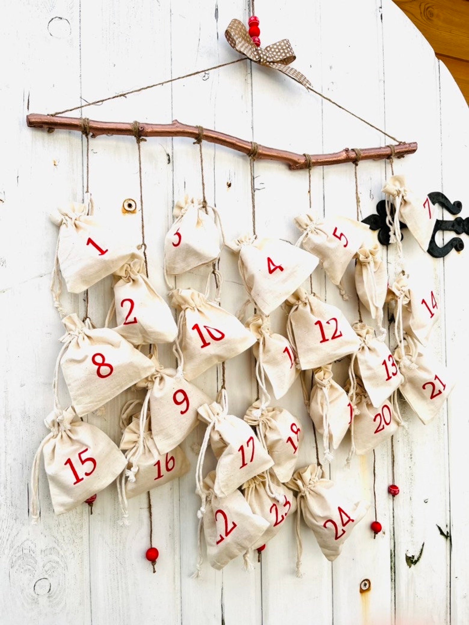 Handmade Advent Calendar With 24 Fillable Number Bags Reusable Bespoke ...