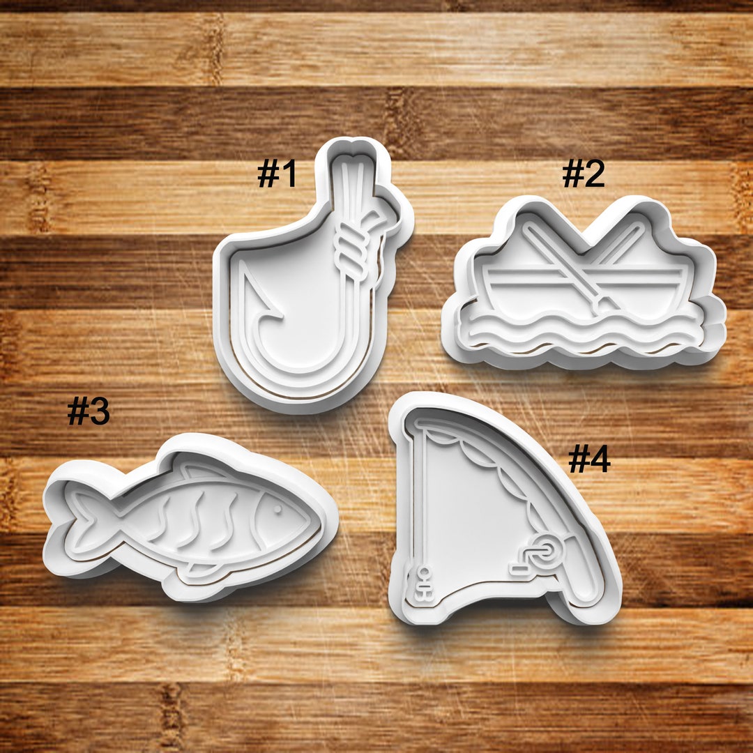 Fishing Cookie Cutters || 3D Printed Cookie Cutter || Cookie Stamp ...