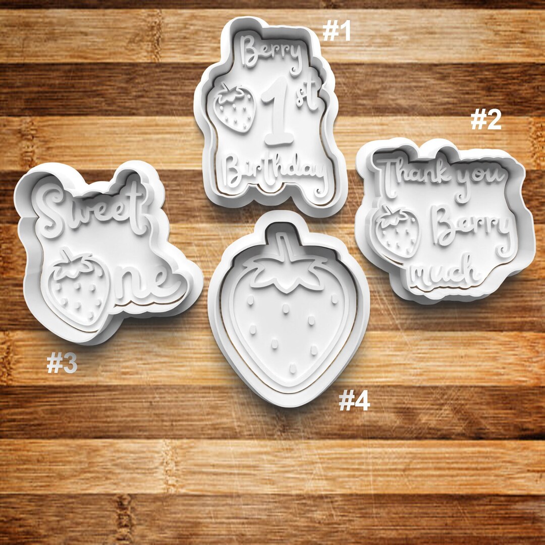 Berry First Cookie Cutter | Cookie Stamp | Cookie Embosser | Cookie ...