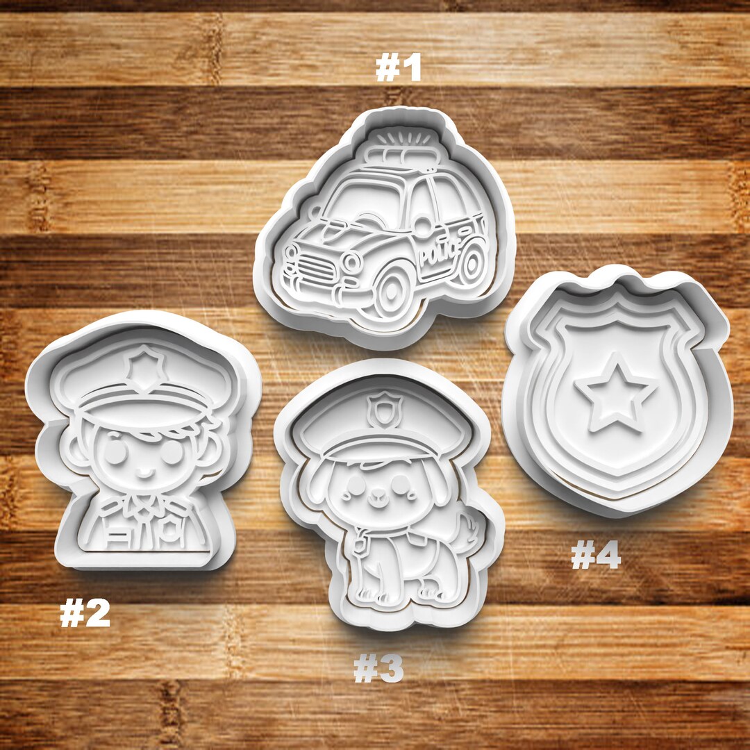 Police Cookie Cutter | Cookie Stamp | Cookie Embosser | Cookie Fondant ...