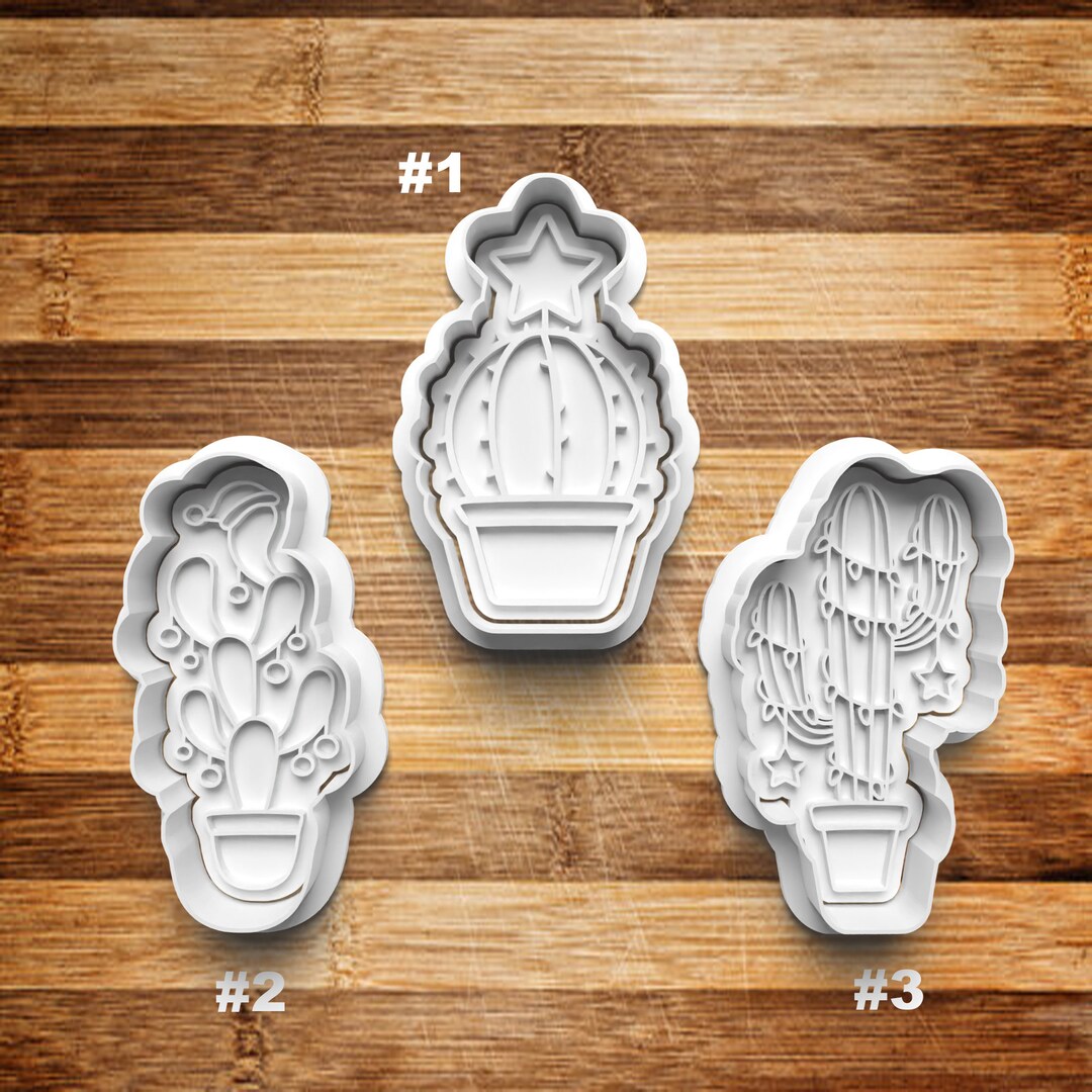 Christmas Cactus Cookie Cutter | Cookie Stamp | Cookie Embosser ...
