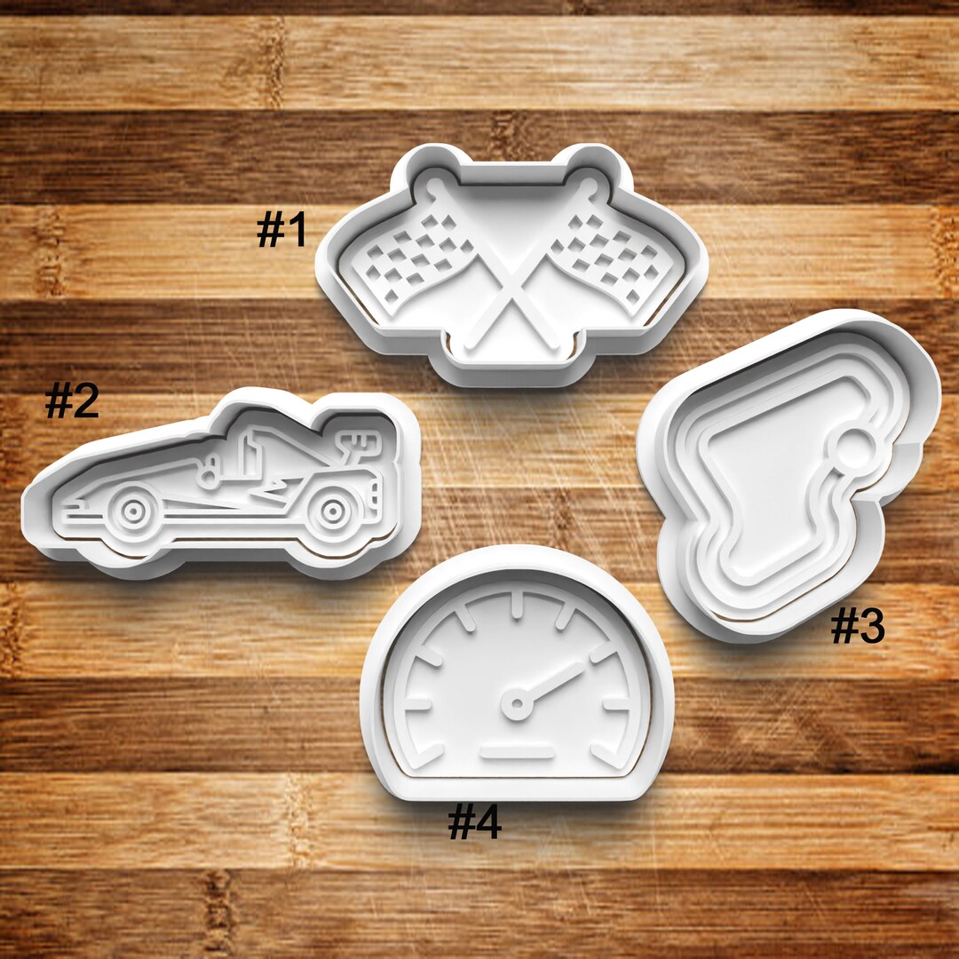 Racing Cookie Cutter | Cookie Stamp | Cookie Embosser | Cookie Fondant ...