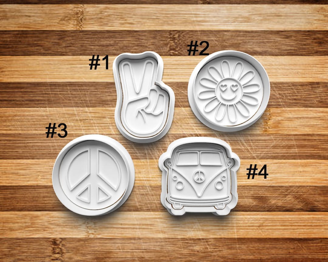 Peace & Love Cookie Cutters | 3D Printed Cookie Cutter | Cookie Stamp ...