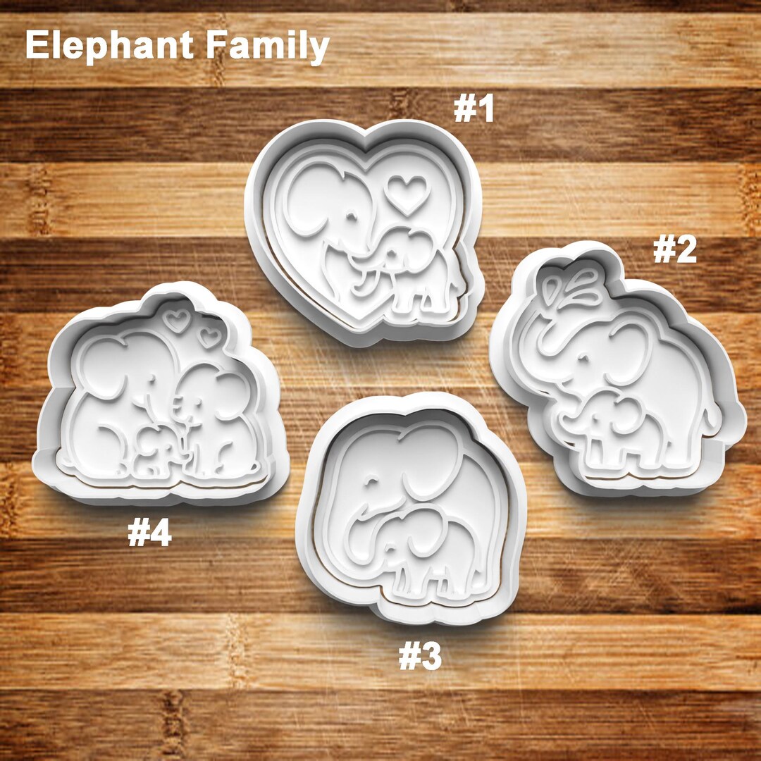 Elephant Family Cookie Cutter Set | Cookie Stamp | Cookie Embosser ...