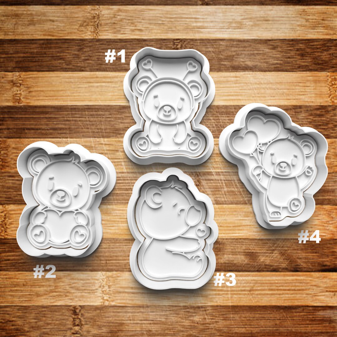 Teddy Bear Cookie Cutter | Cookie Stamp | Cookie Embosser | Cookie ...