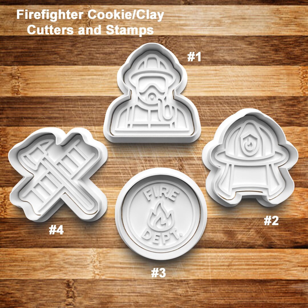 Firefighter Cutter Set | Cookie Stamp | Cookie Embosser | Cookie ...