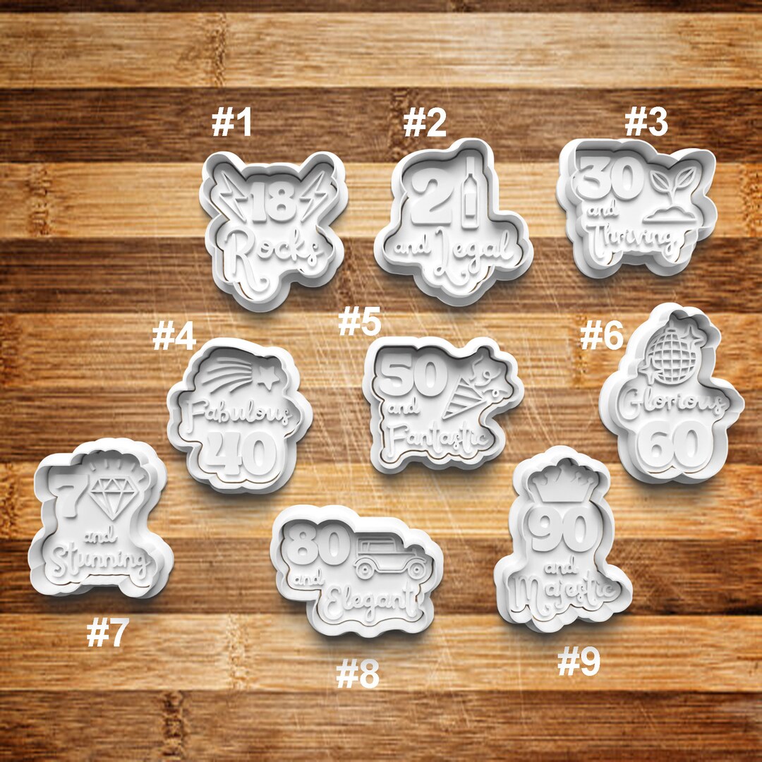Milestone Birthday Cookie Cutter | Cookie Stamp | Cookie Embosser ...