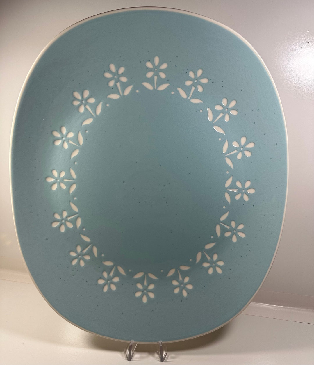 Harkerware Platter Petite Fleurs Aqua White Daisy Flowers - Etsy
