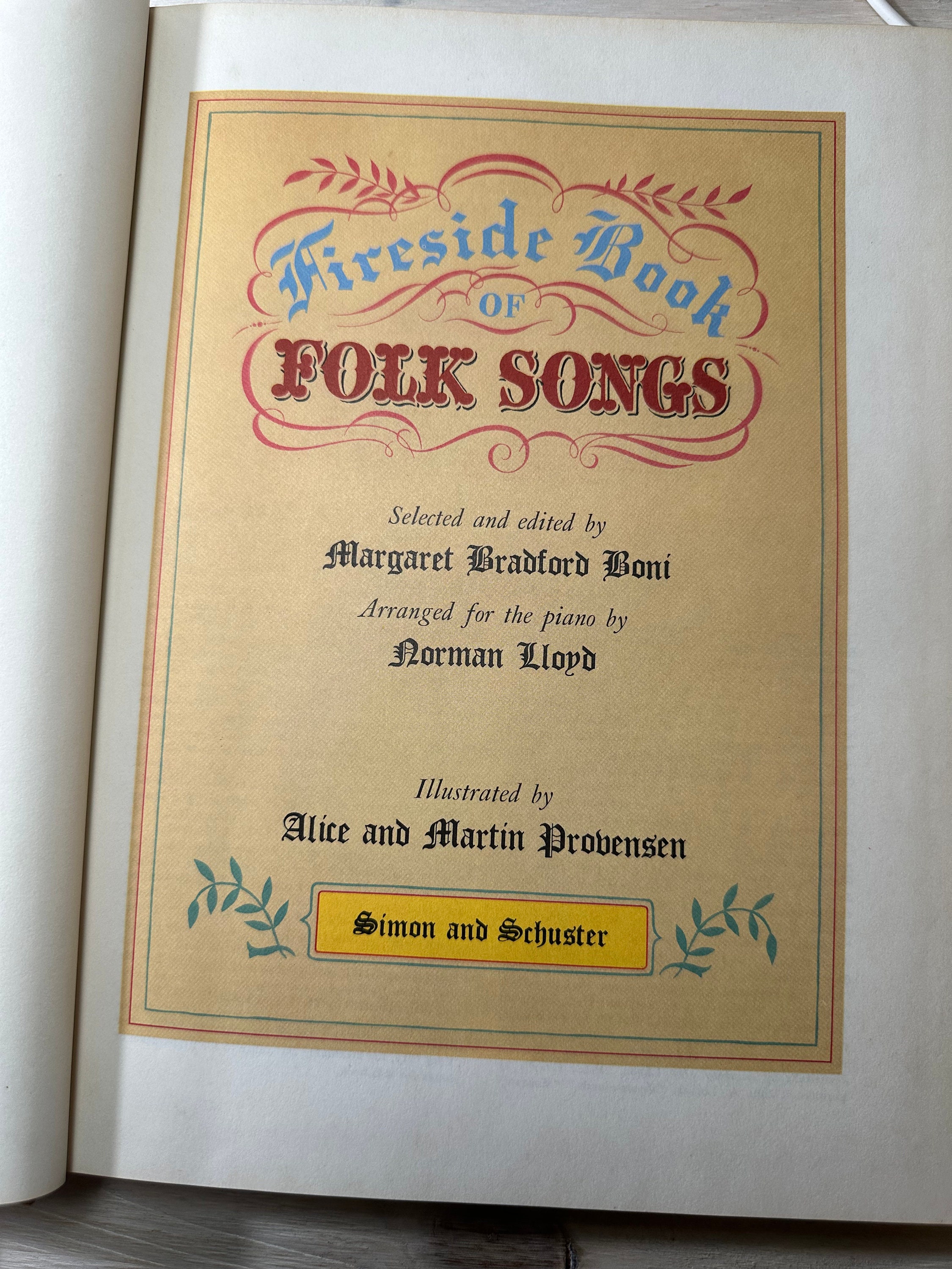 Fireside Book of Folk Songs - Simon and Schuster - Etsy