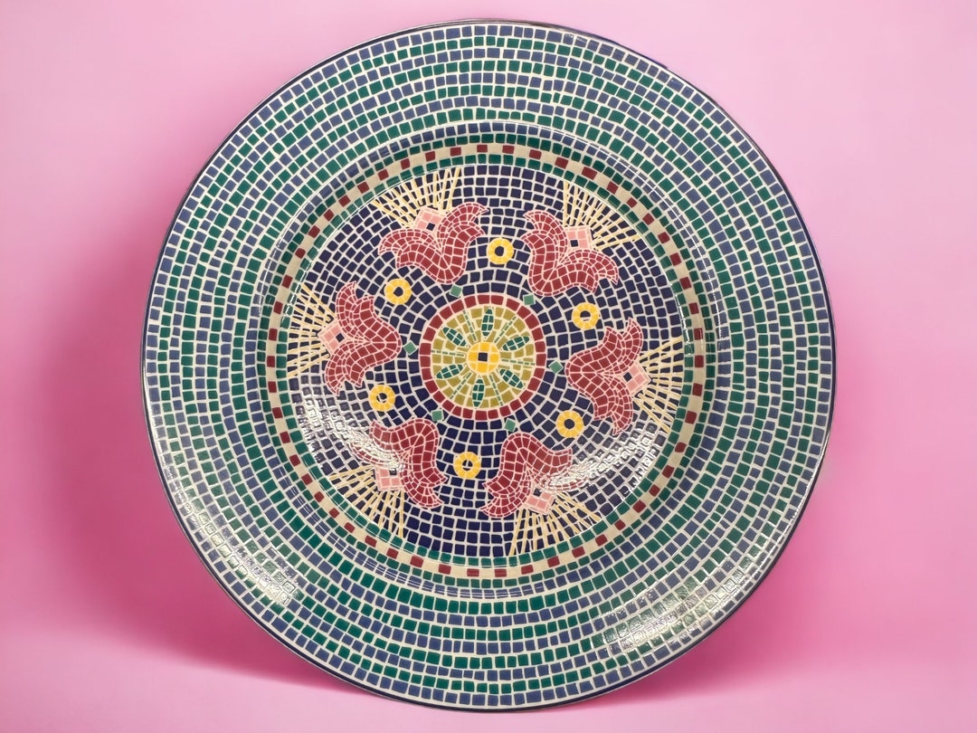 DANSK Mosaic Dinnerware Colorful Tiles Tulip Flowers 9” Set of 4 Plates ...