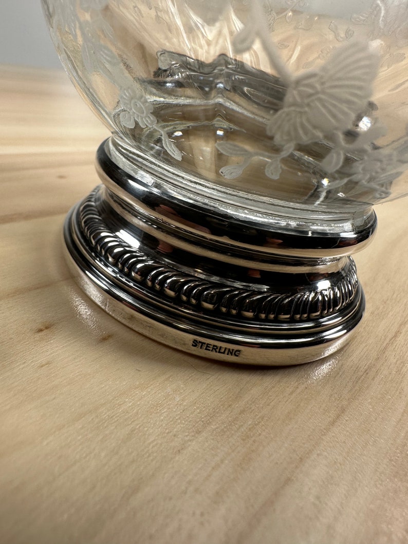 Vintage Cambridge Glass Chantilly Sugar and Creamer Set With Sterling ...