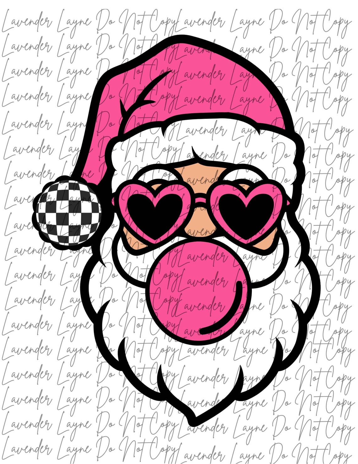 Checkered Santa Png, Boujee Santa Png, Pink Christmas Png, Bubble Png ...