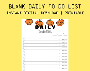 Blank Halloween to Do List Printable, Printable Halloween Checklist ...