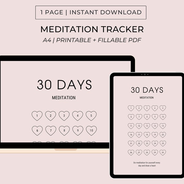 Meditation Tracker Printable - Etsy