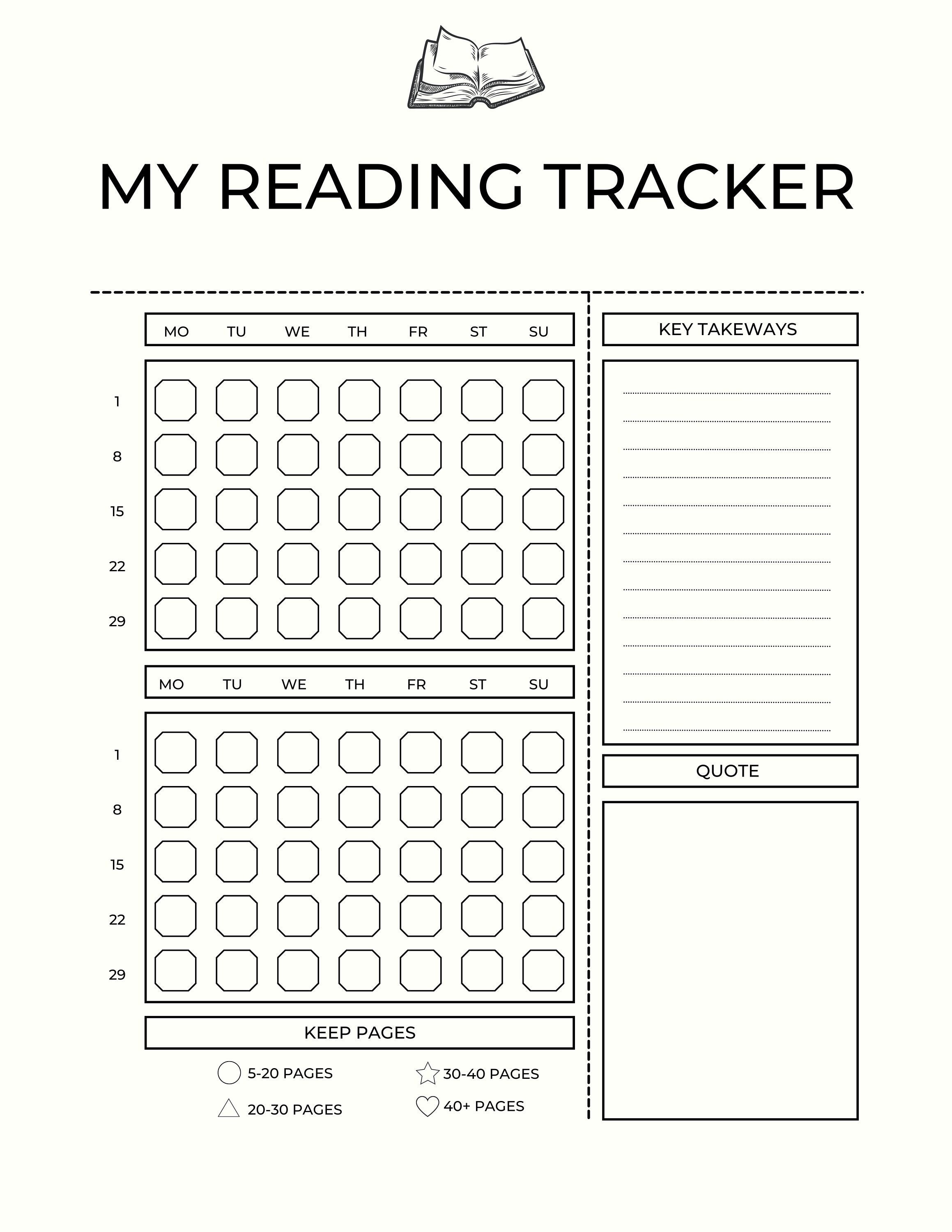 Reading Tracker Printable, Reading Journal, Bookshelf Insert, Book ...