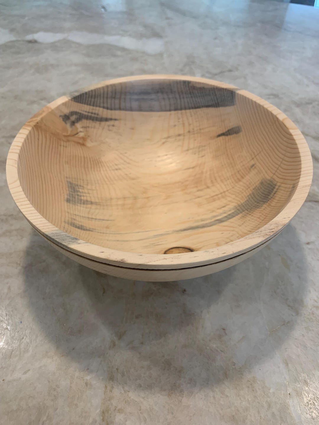 Handmade Pine Wood Bowl With Burned Ring Detail - Etsy