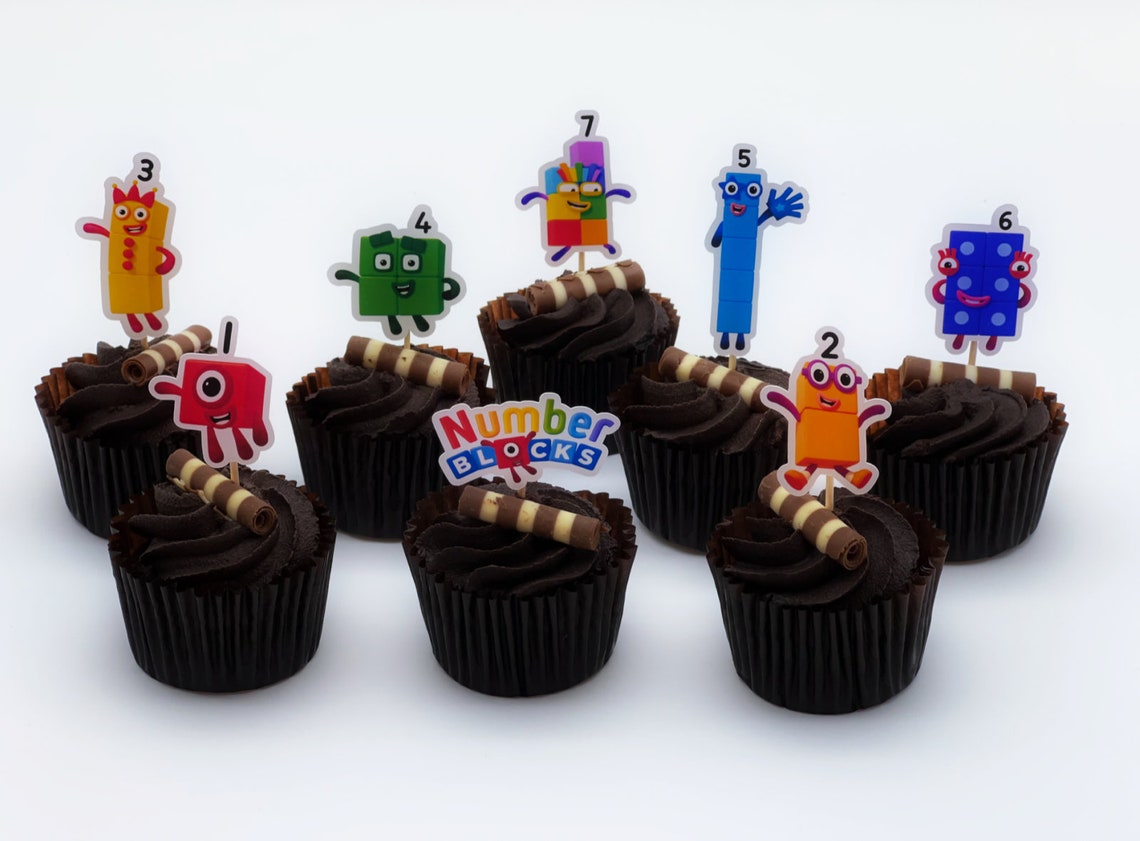 12 X Number Blocks Cupcake Toppers Cake Topper | Number Blocks Party ...