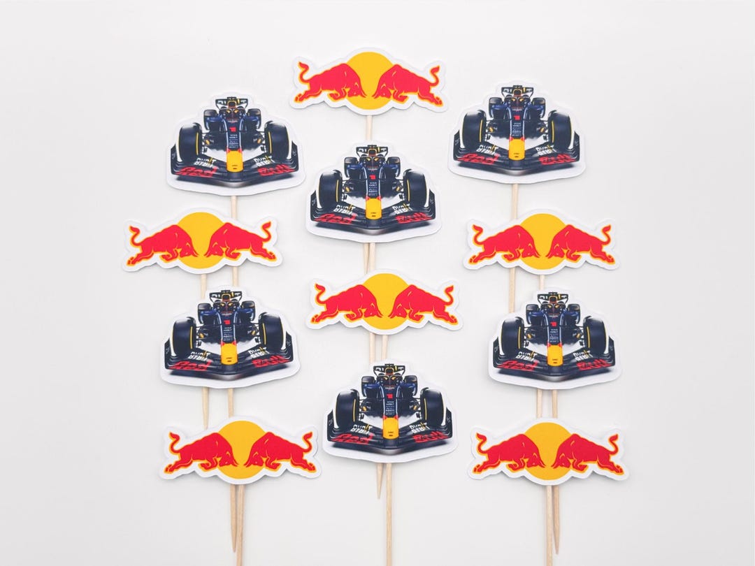 12 X Red Bull F1 Formula 1 Cupcake Toppers Cake Topper | Formula 1 F1 ...