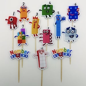 12 X Number Blocks Cupcake Toppers Cake Topper | Number Blocks Party ...