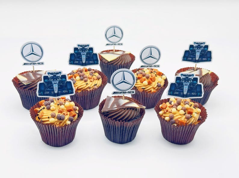 12 X Mercedes F1 Formula 1 Cupcake Toppers Cake Topper | Formula 1 ...