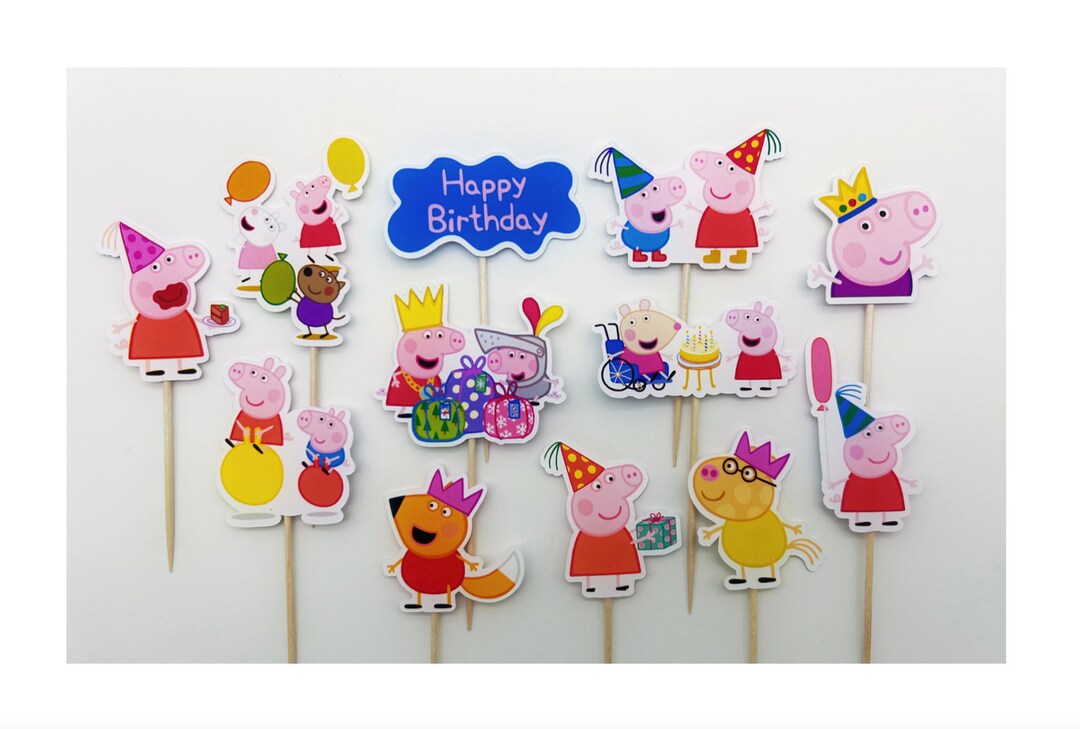 12 X Peppa Pig Cake Topper Cupcake Toppers | Peppa Pig Birthday ...