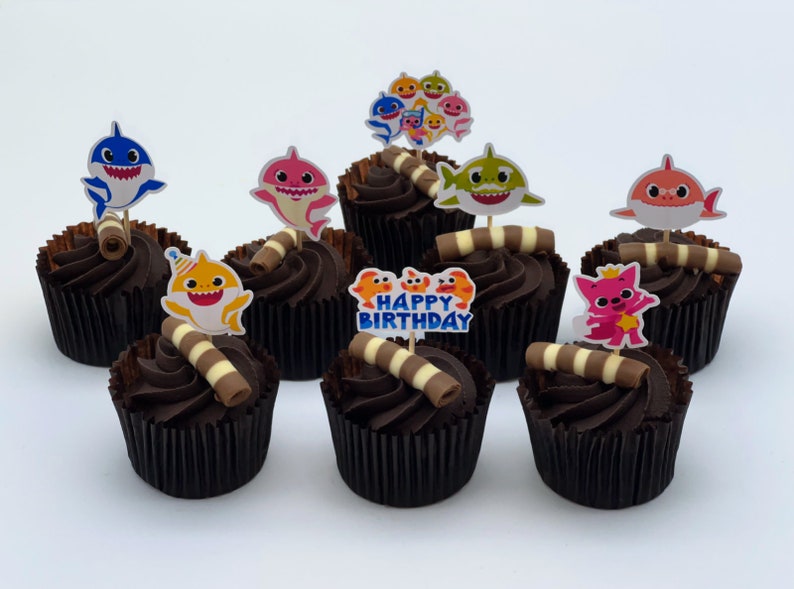 12 X Baby Shark Cupcake Toppers Cake Topper | Baby Shark Birthday Party ...
