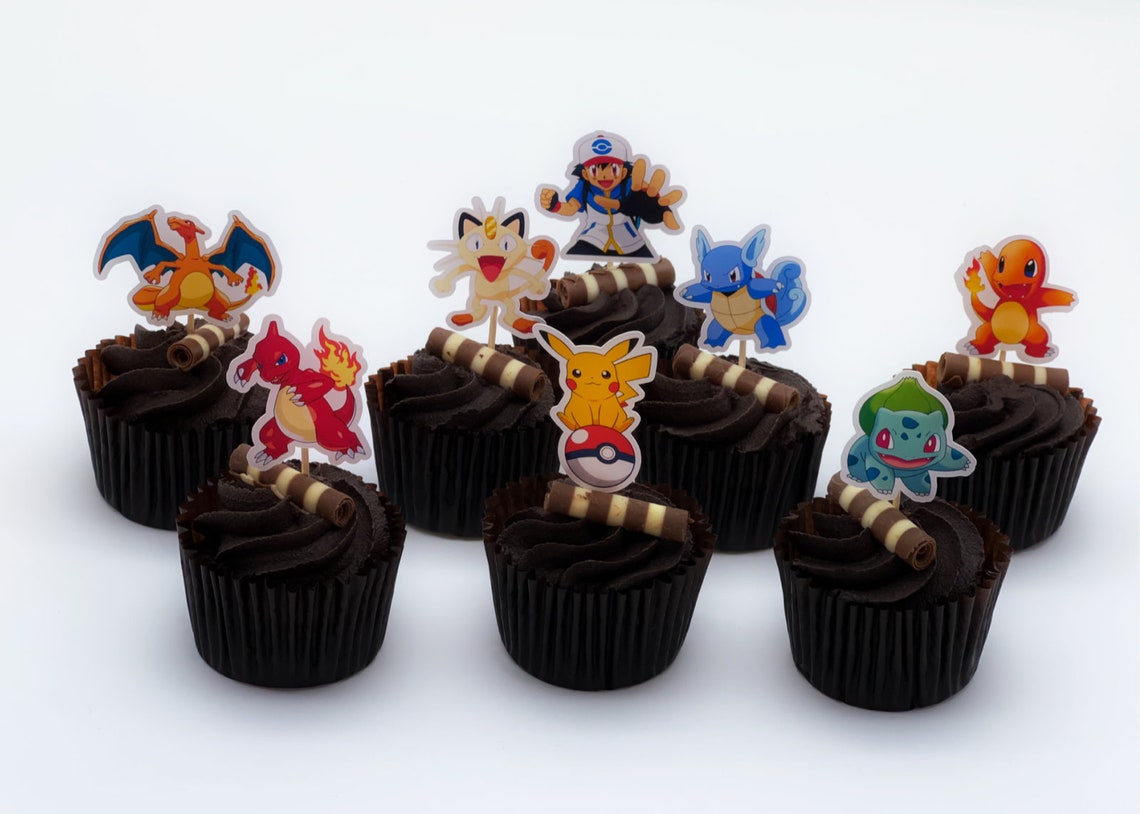 12 X Pokemon Cupcake Toppers Cake Topper Pokemon Birthday - Etsy