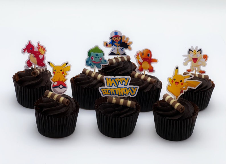 12 X Pokemon Cupcake Toppers Cake Topper Pokemon Birthday - Etsy