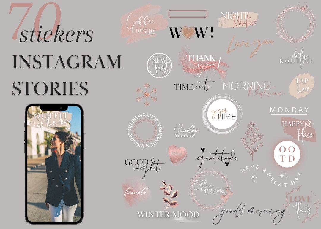 70 Instagram Story Stickers Basic Daily Weekdays - Etsy