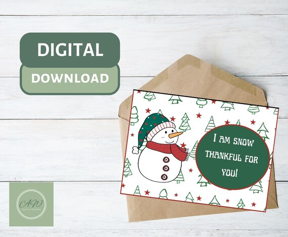 Printable Cute Snowman Stocking and Christmas Greeting Card - Etsy