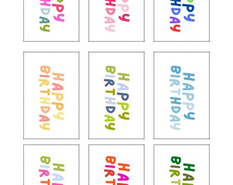 Colorful Birthday Gift Tags - Etsy