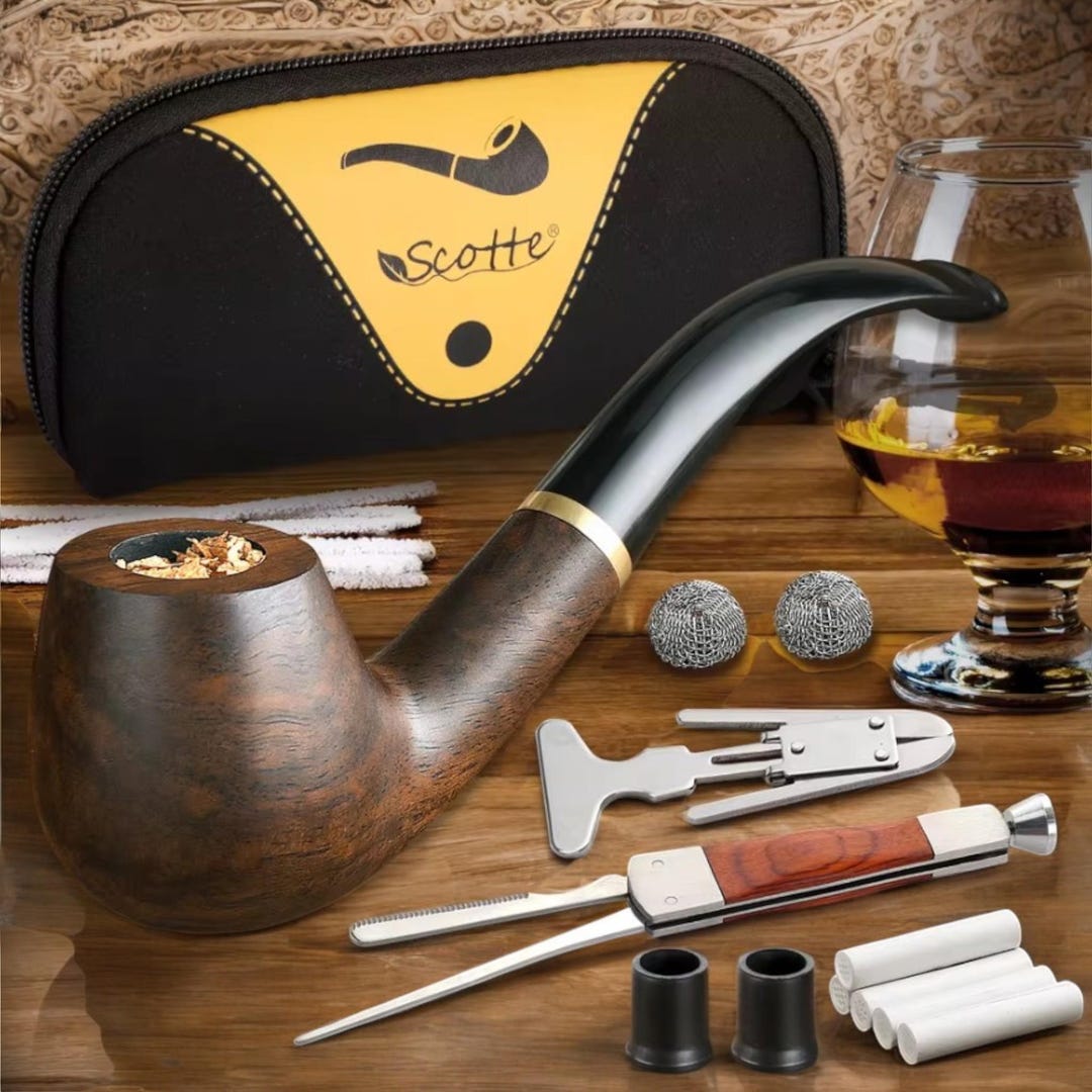 Handmade Ebony Wood Root Smoking Pipe Set With Gift Box - Etsy
