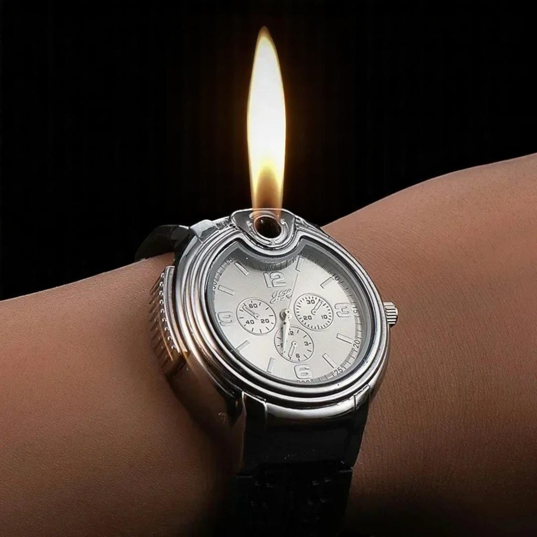Metal Gas Watch Lighter | Windproof, Refillable, Portable - Etsy