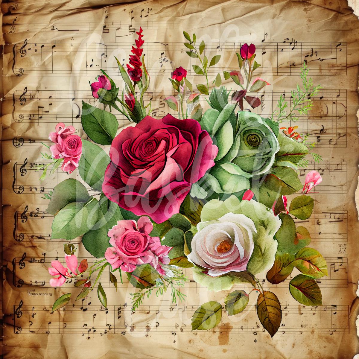 Vintage Sheet Music and Roses - Etsy