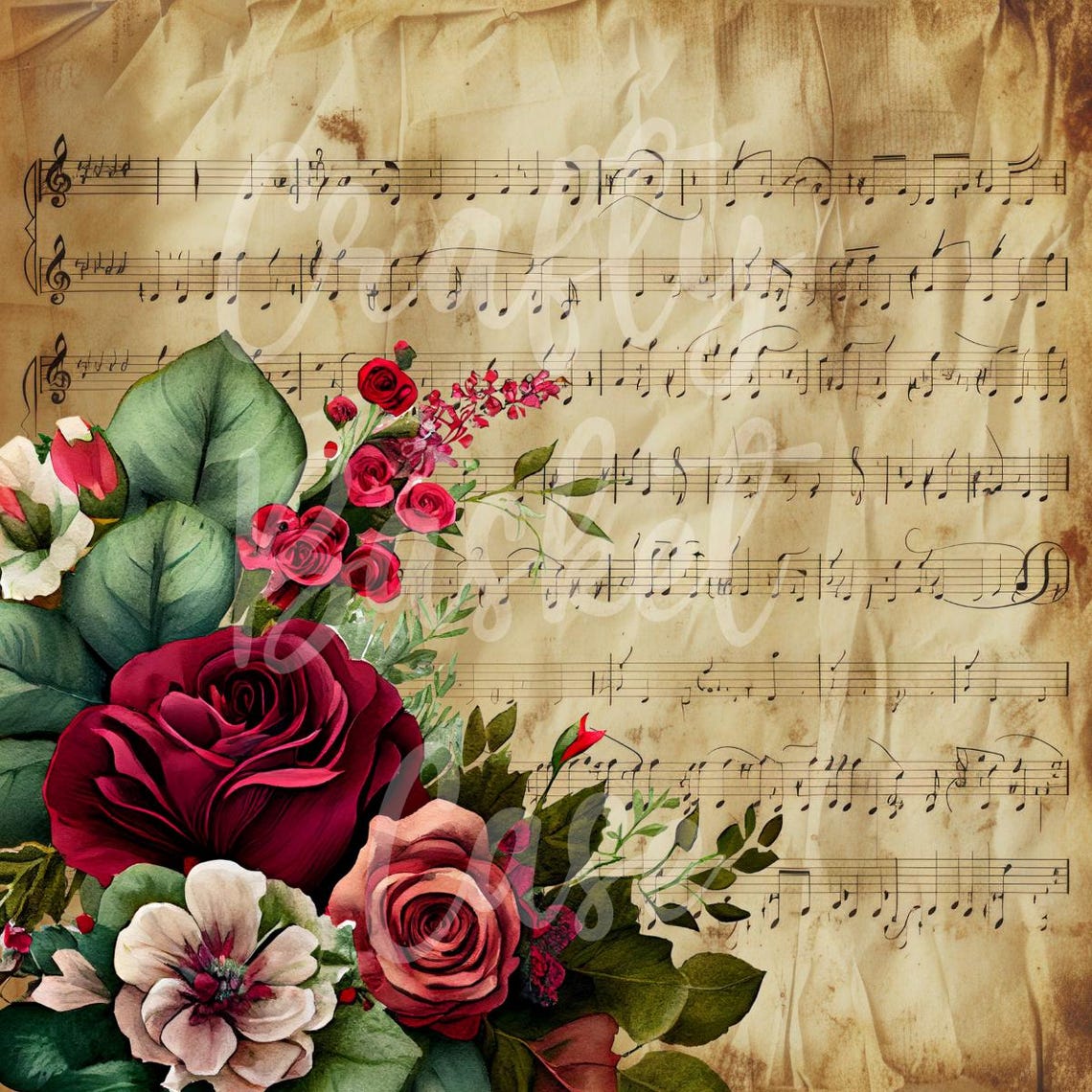 Vintage Sheet Music and Roses - Etsy