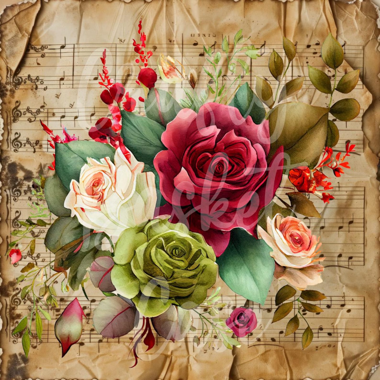 Vintage Sheet Music and Roses - Etsy