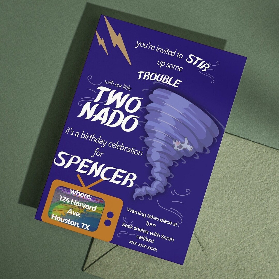 TWO-NADO Birthday Invitation, Second Birthday Invitations - Etsy